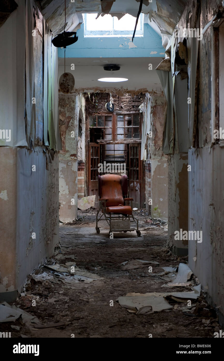 Dilapidated Hospital Chair in a Derelict Psychiatric Asylum Stock Photo ...