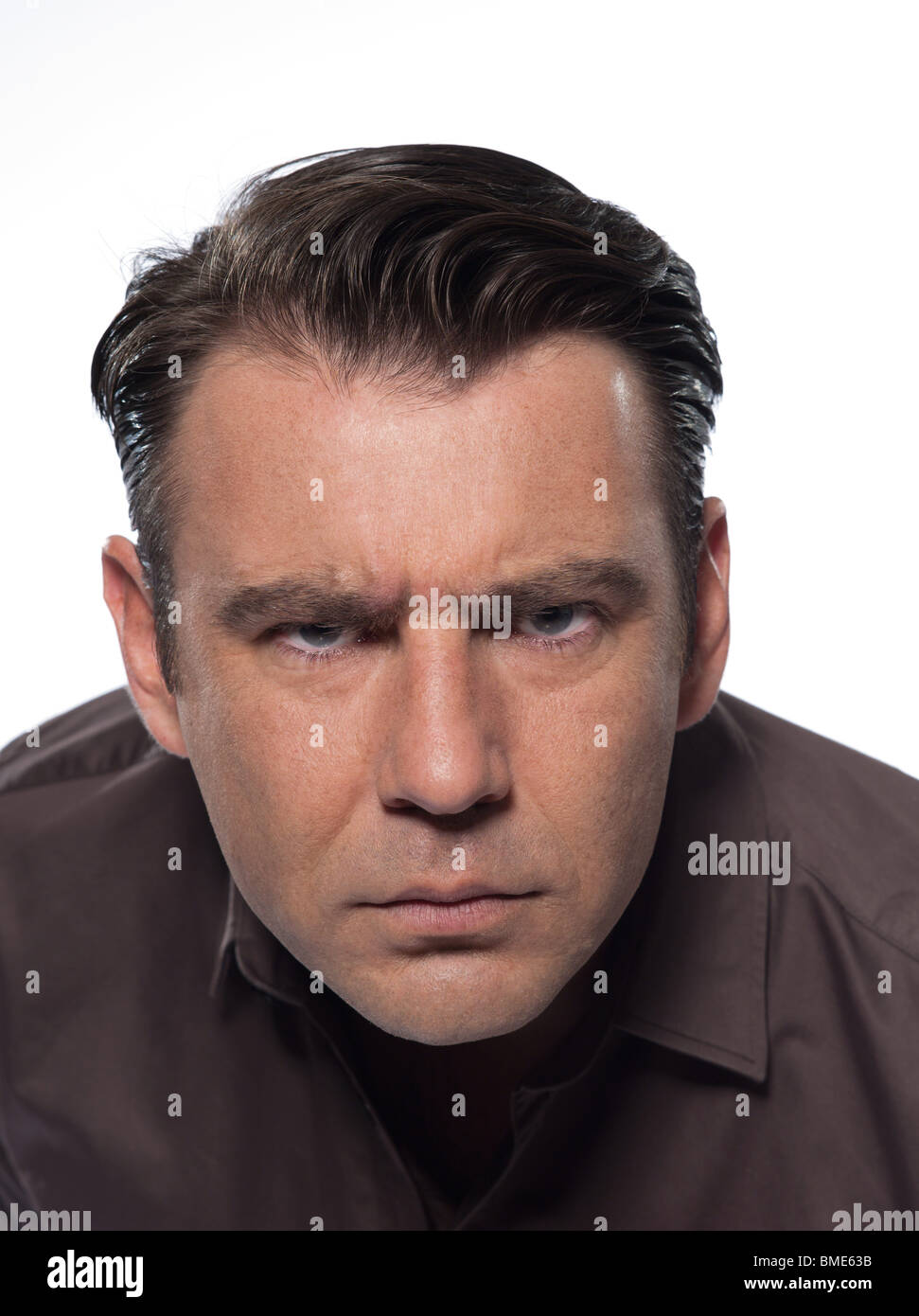 man portrait angry distrust studio isolated on white background Stock ...