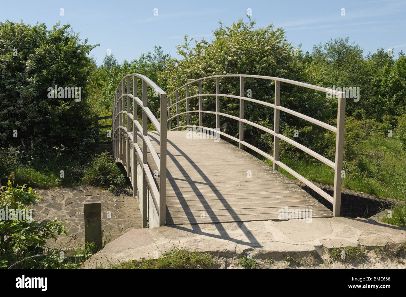 Bridge through nature walk leading to Rother Valley Country Park Stock ...