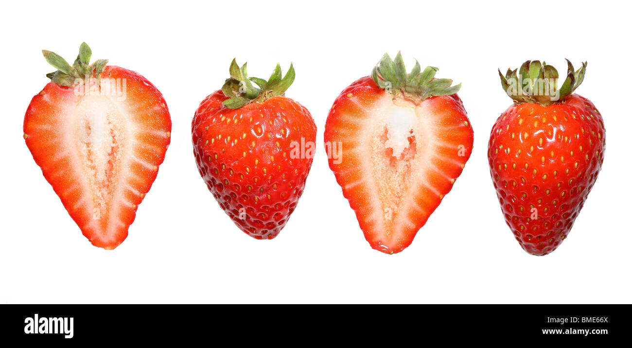 Four colourful strawberries in a line Stock Photo - Alamy