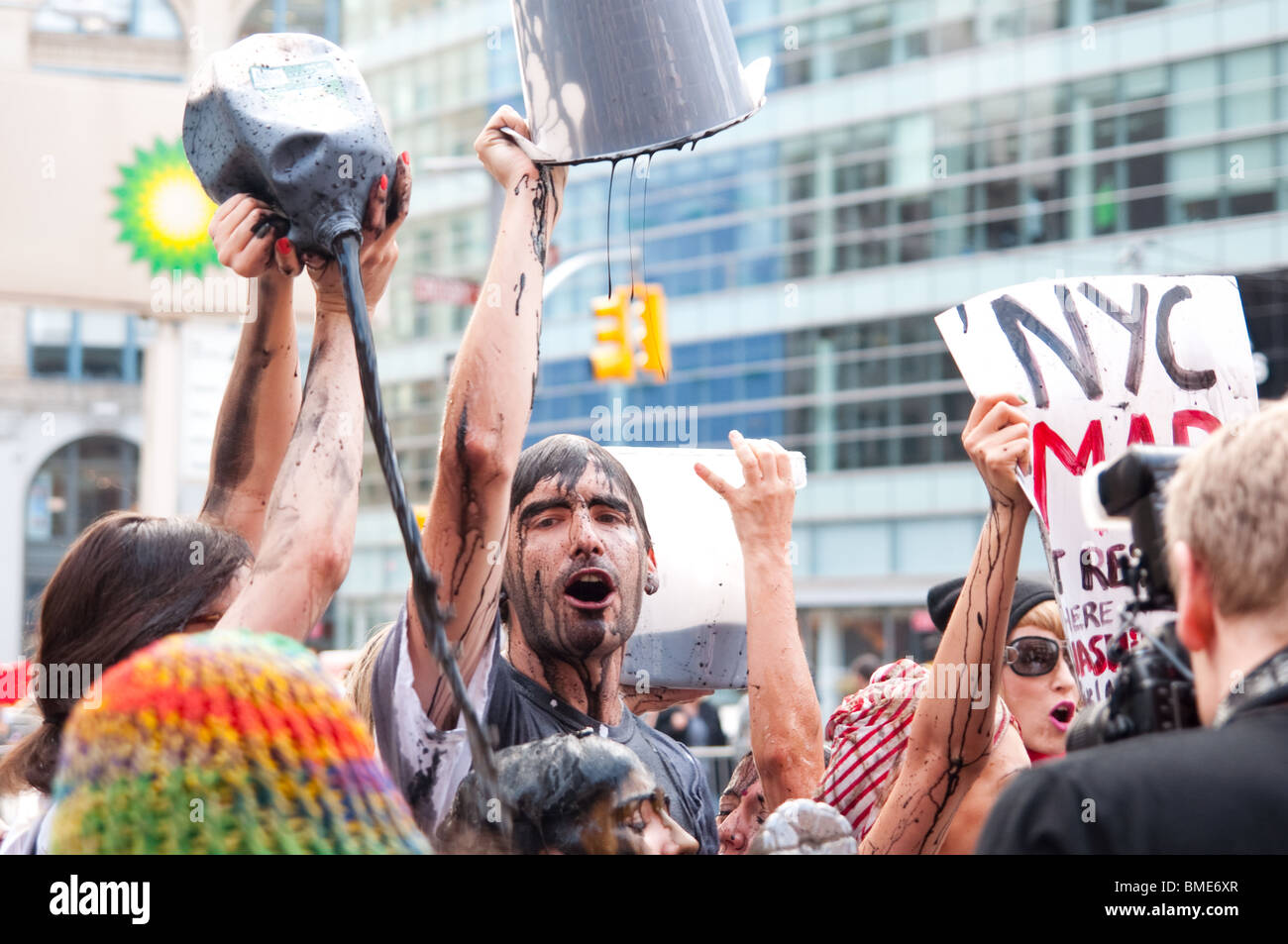 Activists Protest the BP Oil Spill at a BP Gas Station in Soho, New ...