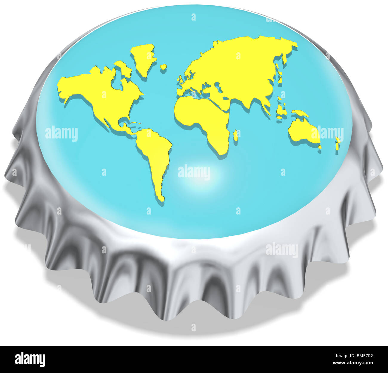 metal cap with world map Stock Photo - Alamy