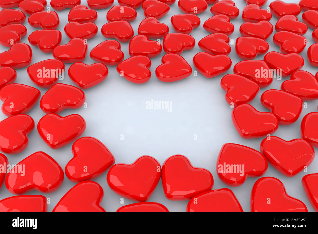 a lot of hearts 3d model rendering Stock Photo - Alamy