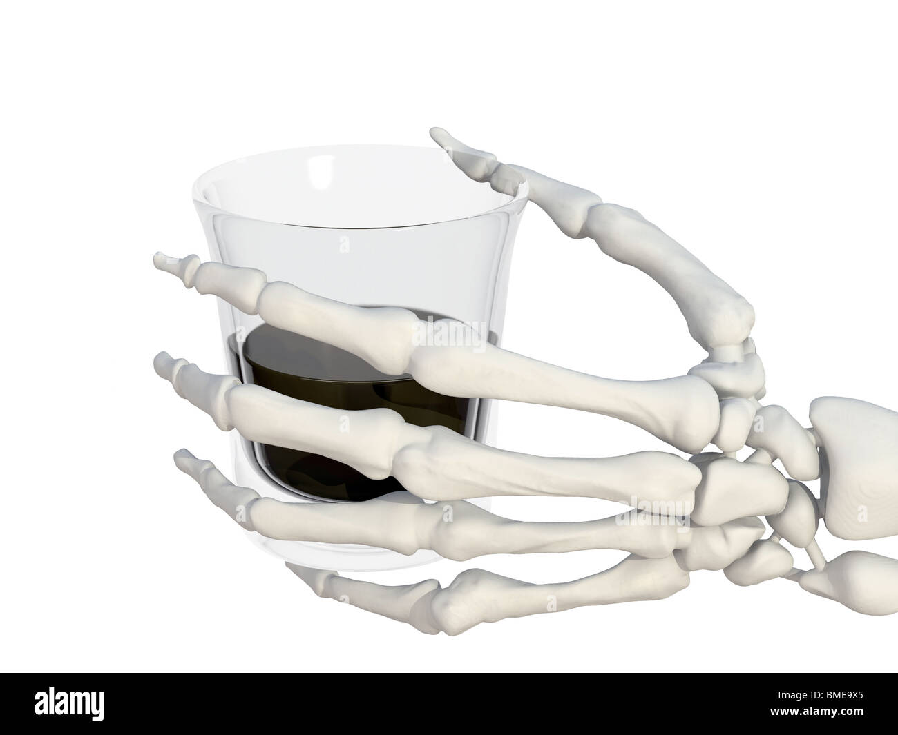 skeleton hand with fine liqueur glass Stock Photo - Alamy