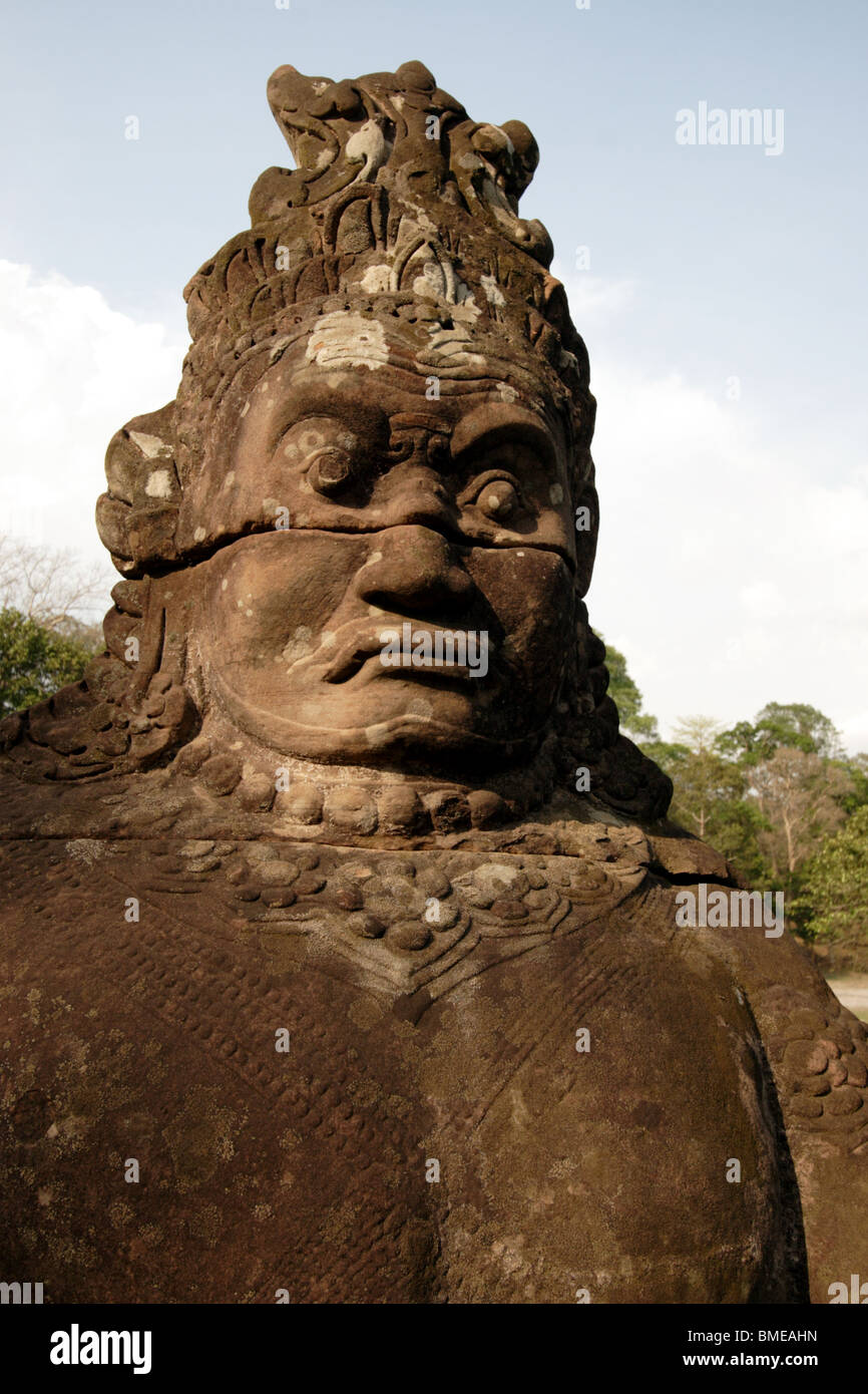 Demon on the South Gate Naga causeway, Angkor Thom, Cambodia Stock ...