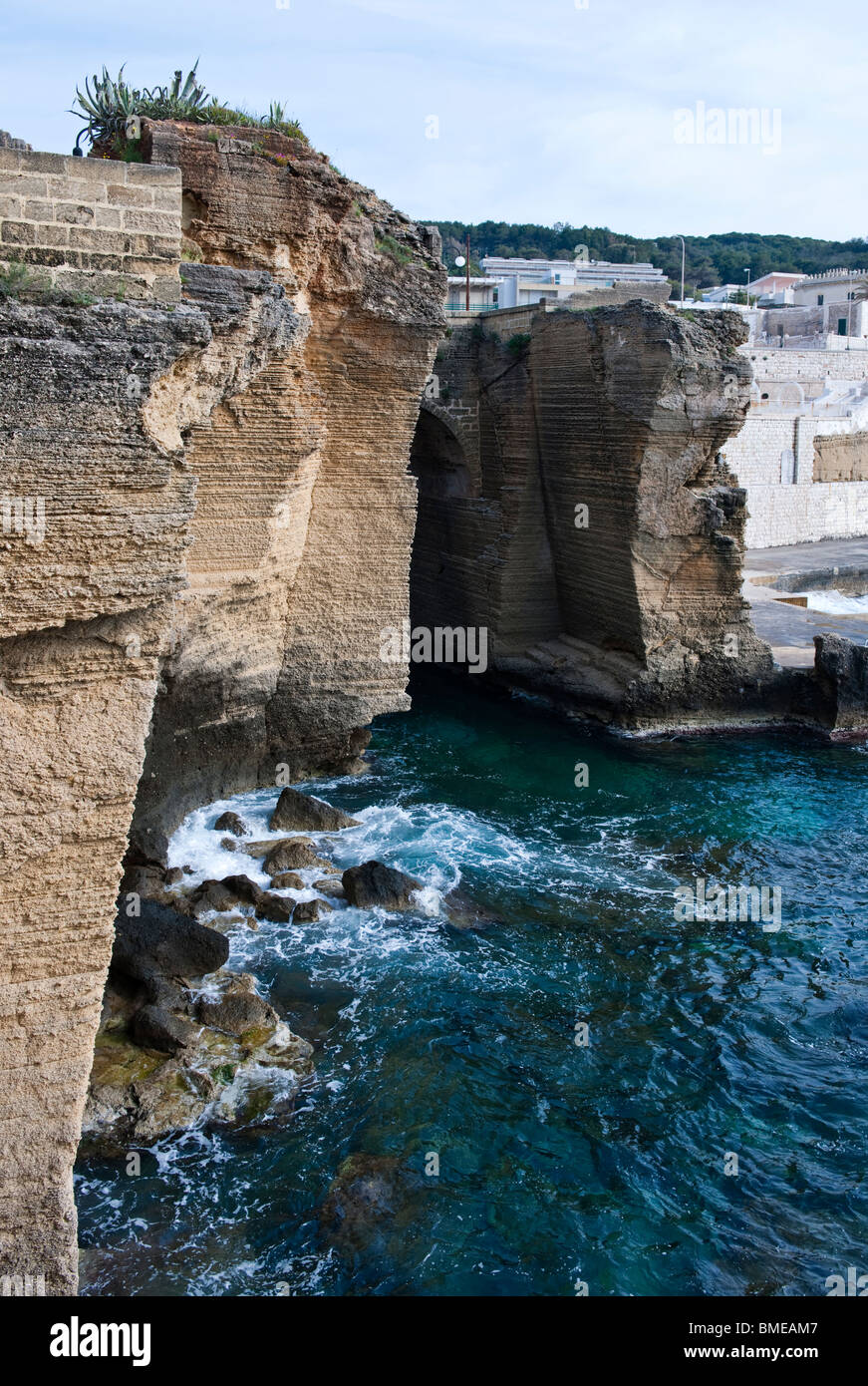 Apulia,Salento, Santa Cesarea Terme, the Porto Miggiano rocks Stock ...
