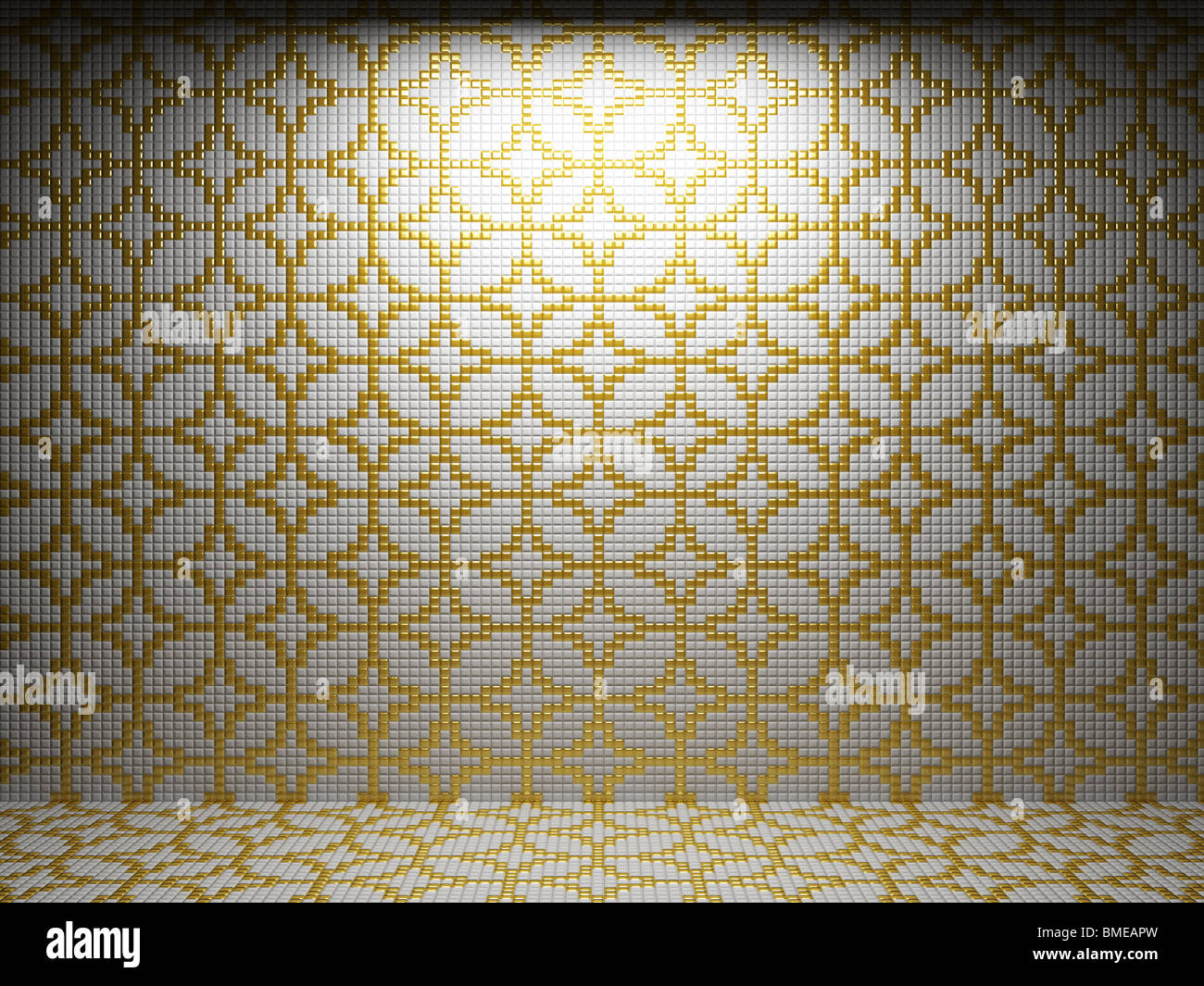 illuminated tile wall made in 3D graphics Stock Photo - Alamy