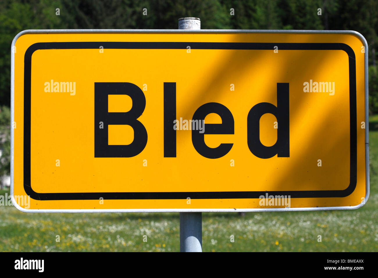 Town sign in Bled, Slovenia Stock Photo - Alamy