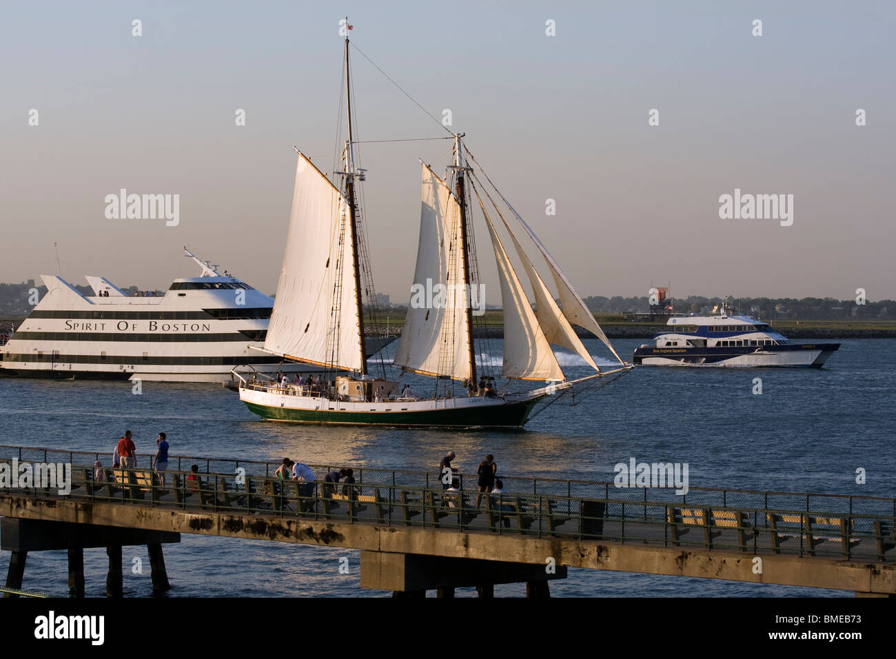 Boston Harbor (Left to Right) "Spirit of Boston" "Liberty Clipper" and ...