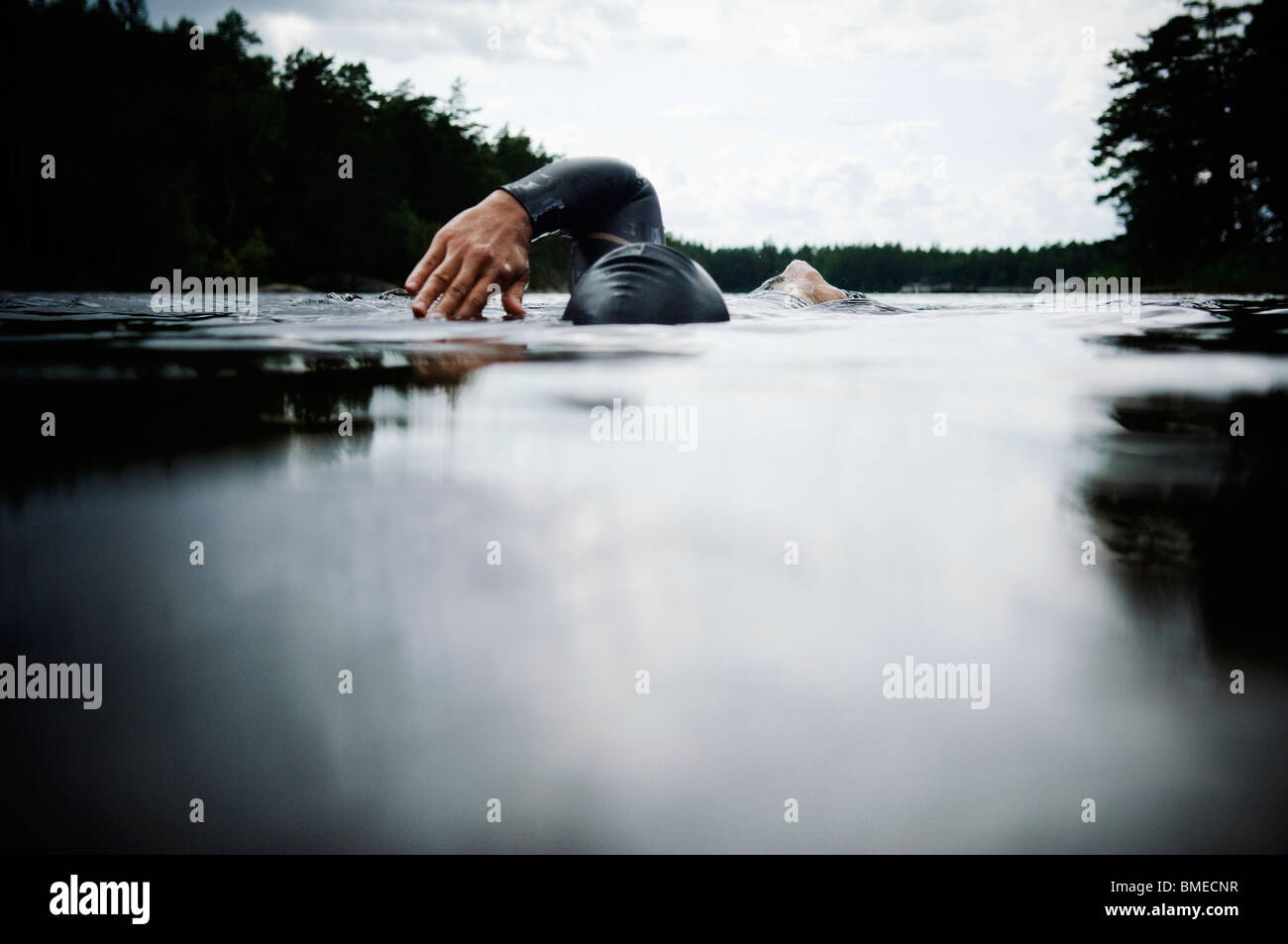 Woman swimming in water Stock Photo - Alamy