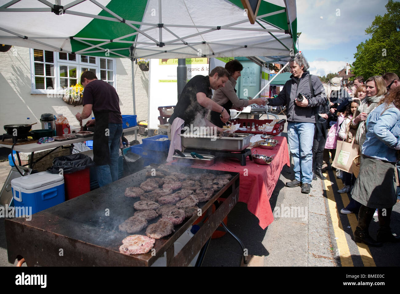Real beef burgers being cooked and sold from a stall at the biennial ...
