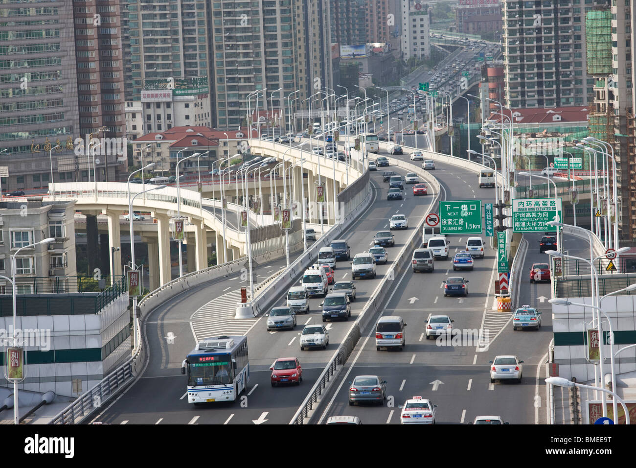 Busy freeway in Xujiahui District, Shanghai, China Stock Photo - Alamy