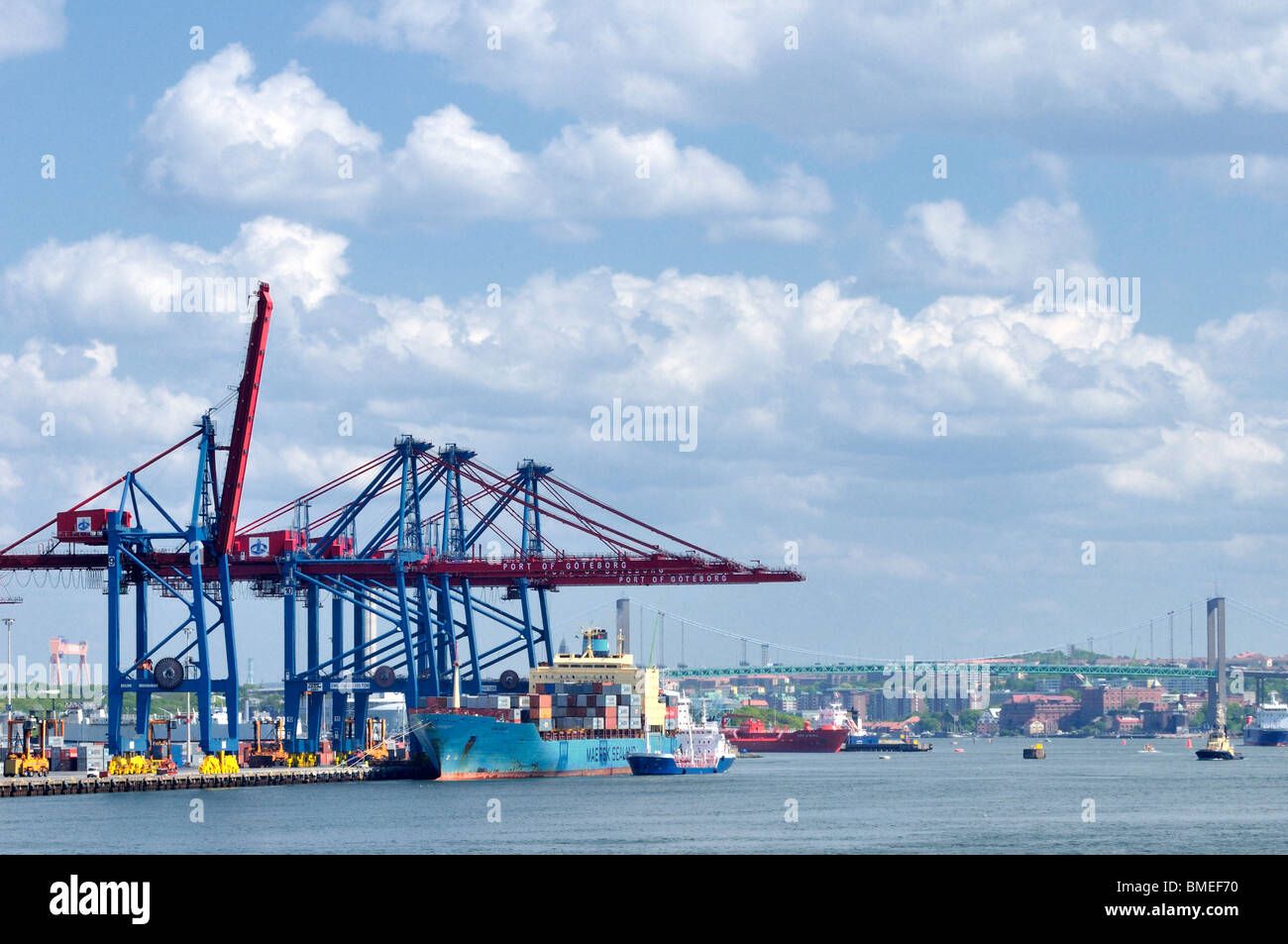 Scandinavia, Sweden, Gothenburg, View of cargo ship in harbour Stock ...