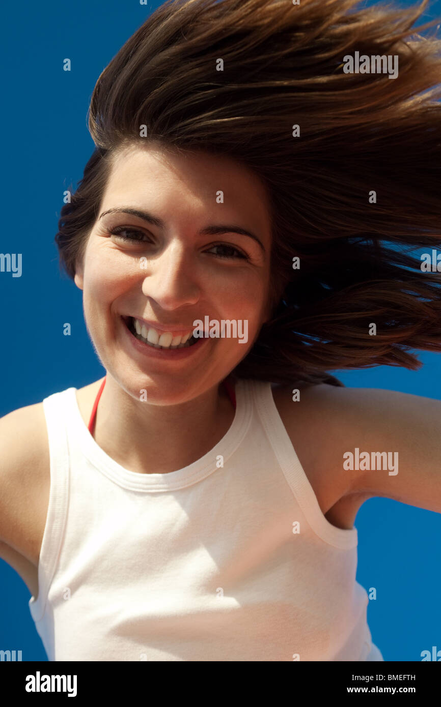 Outdoor portrait of a beautiful and happy woman Stock Photo - Alamy