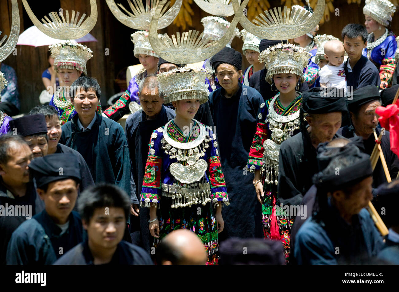 Miao people in traditional costume, Leishan County, Kaili, Guizhou ...