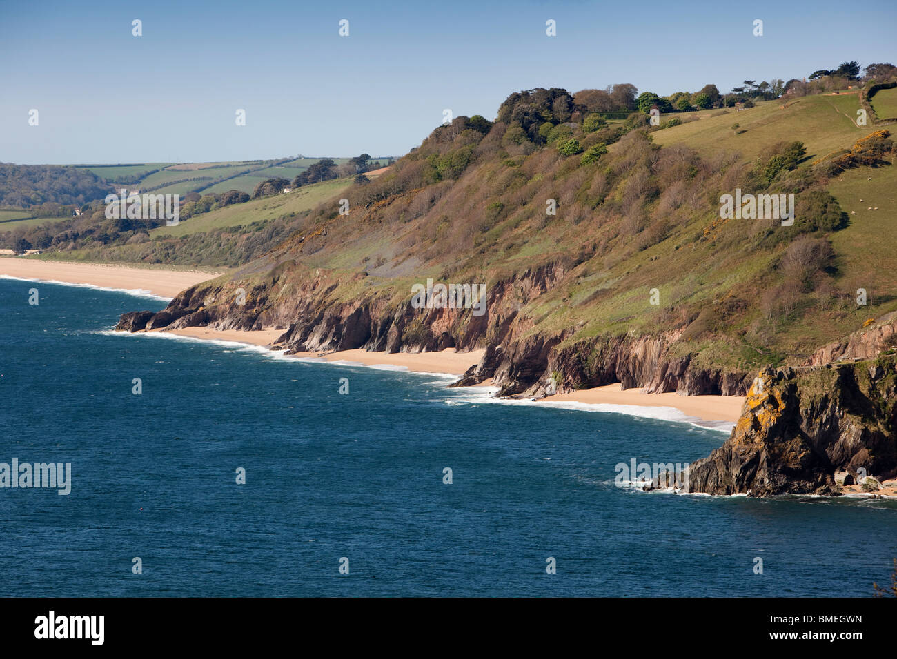 UK, England, Devon, south coast, cliffs below Strete Village at end of ...