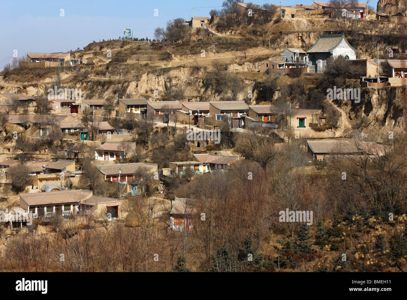 Ethnic minority houses on loess plateau, Guanghe County, Linxia Hui ...