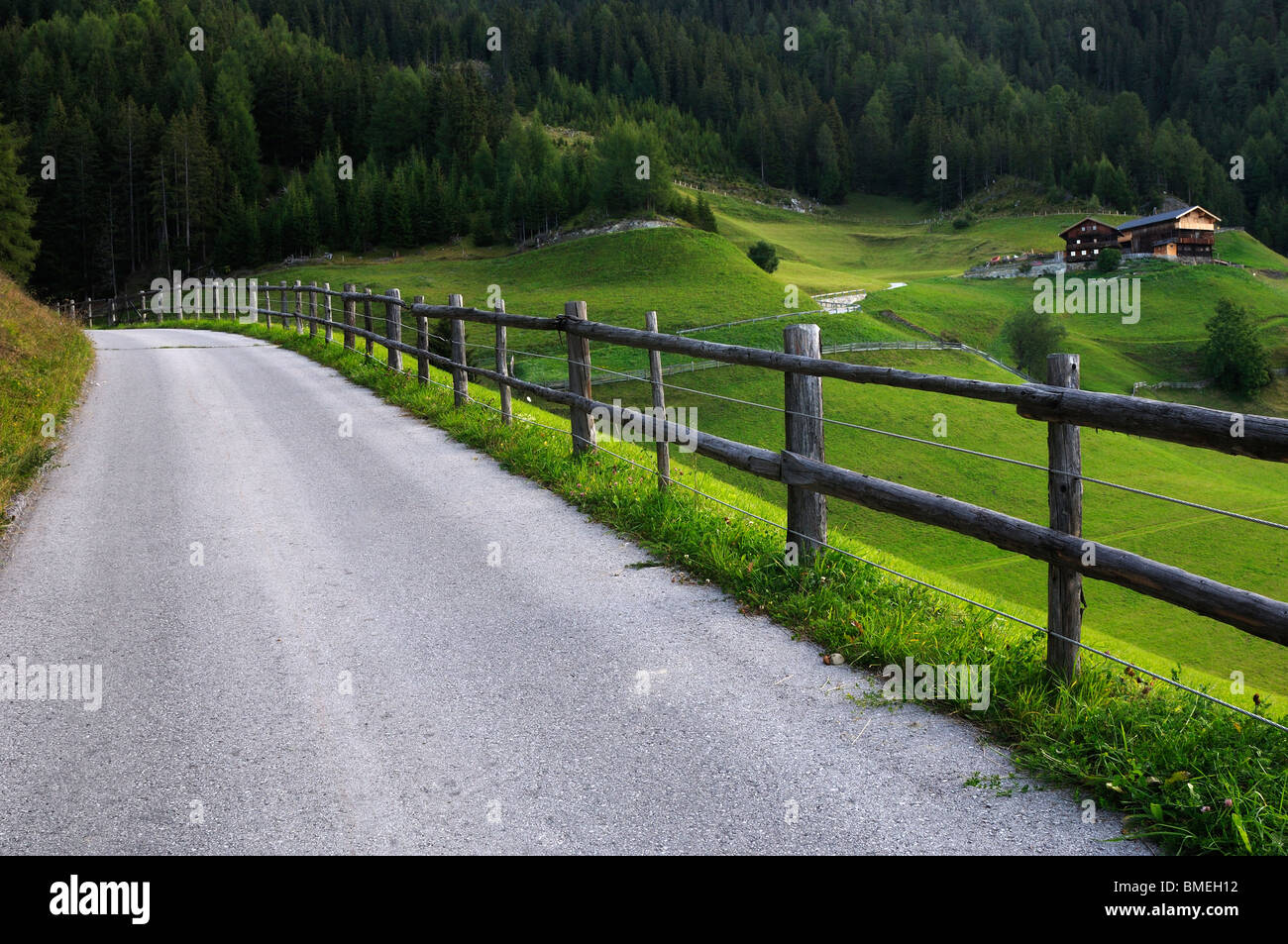 Europe, Austria, View of road with fence Stock Photo - Alamy