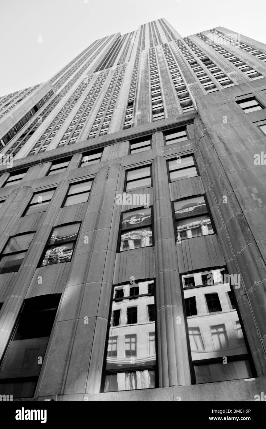 Low angle view of the Empire State Building, an iconic landmark in New ...