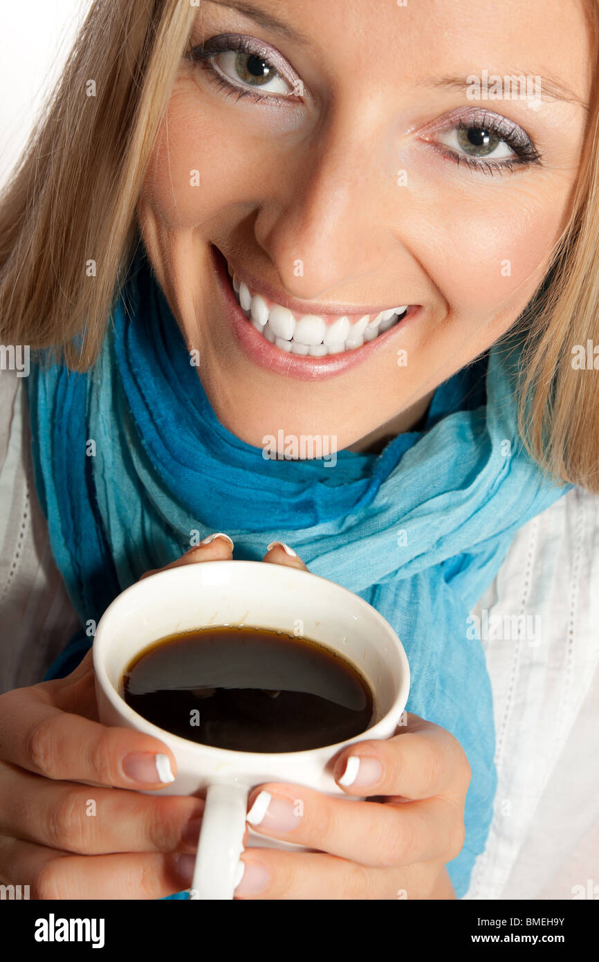 Woman with cup of coffee Stock Photo - Alamy