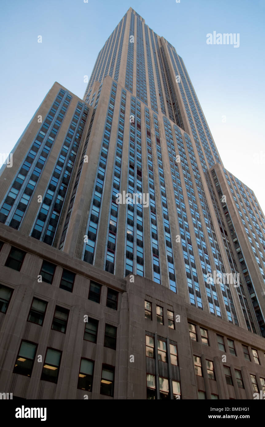 Low angle view of the Empire State Building, an iconic landmark in New ...