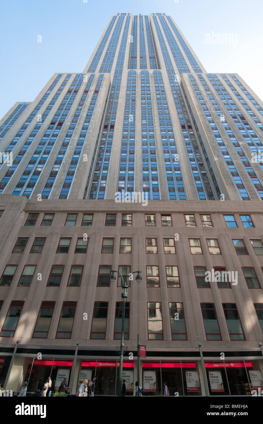 Low angle view of the Empire State Building, an iconic landmark in New ...