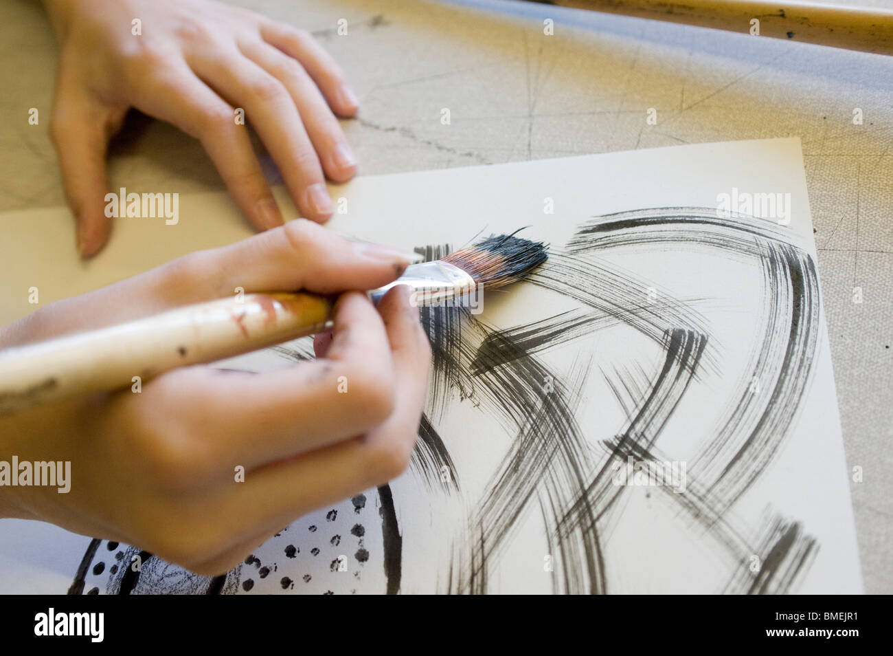 Students painting during art class hi-res stock photography and images ...