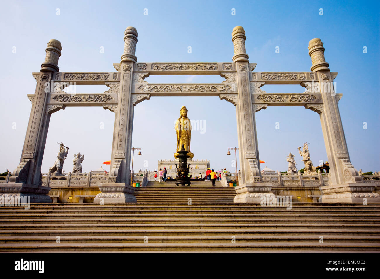 Golden gilded Avalokitesvara statue, Putuo Mount, Zhoushan City ...