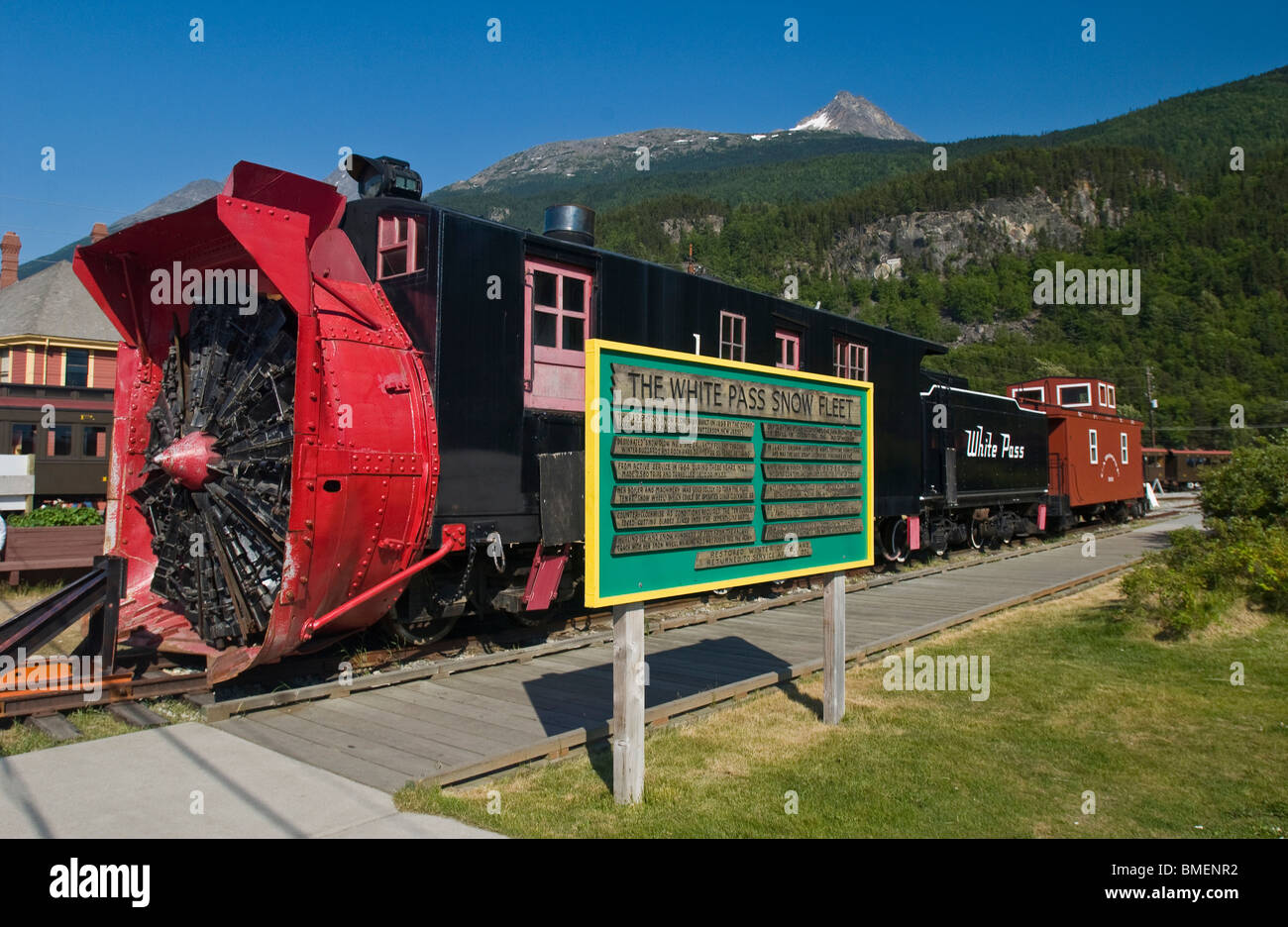 White Pass Railway, Old Snow Plough Steam Engine in Skagway, Alaska ...
