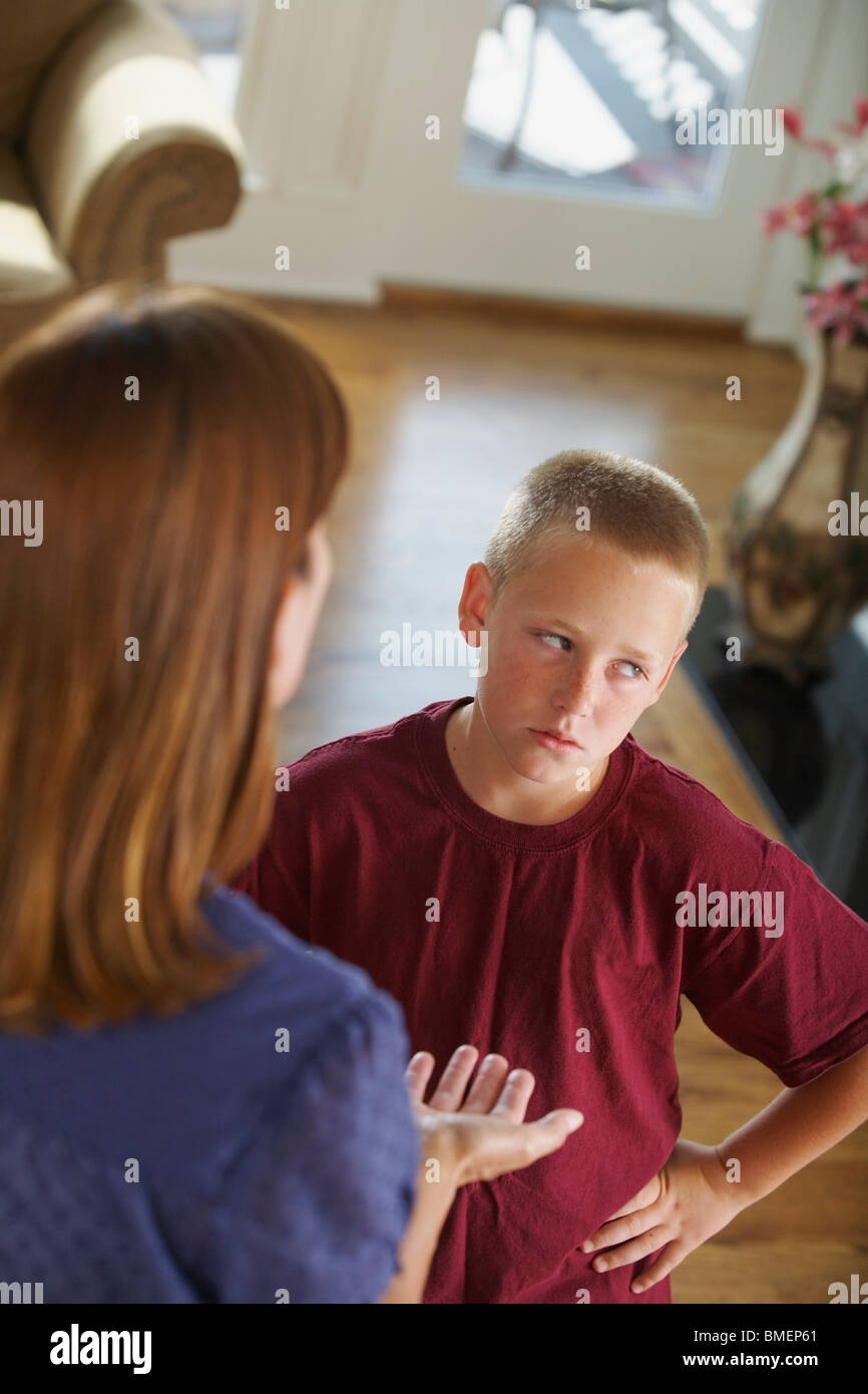 A Boy Arguing With His Mother Stock Photo - Alamy