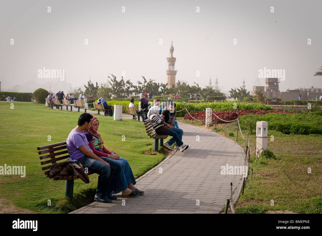 Al Azhar Park, located close the Azhar Mosque, attracts families ...
