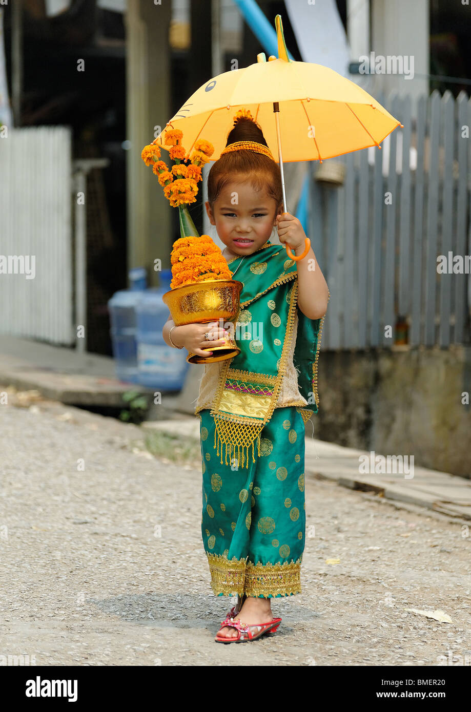 Girl In Lao Traditional Costume Stock Photo - Alamy