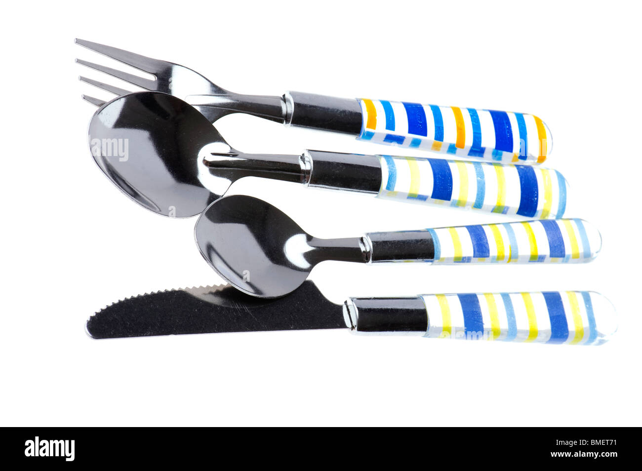 object on white - kitchen utensil spoon with fork Stock Photo - Alamy