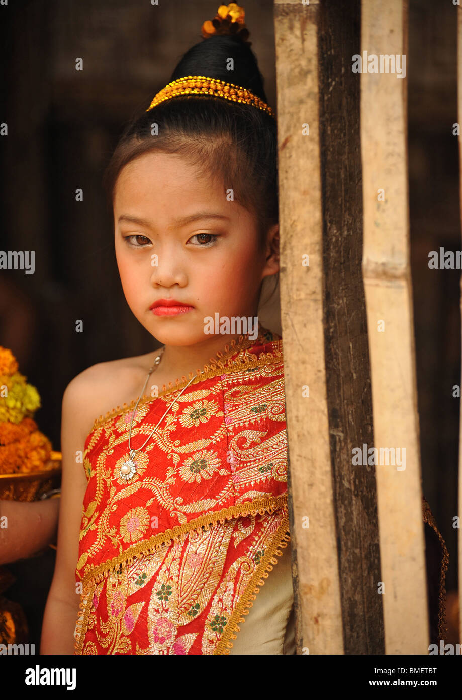 Girl In Lao Traditional Costume Stock Photo - Alamy