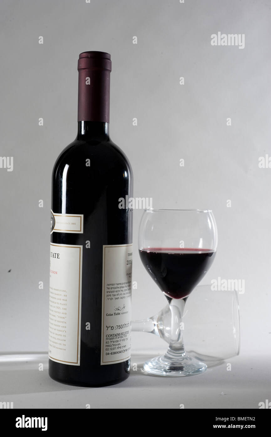 a bottle and glass of Israeli Red wine Stock Photo - Alamy