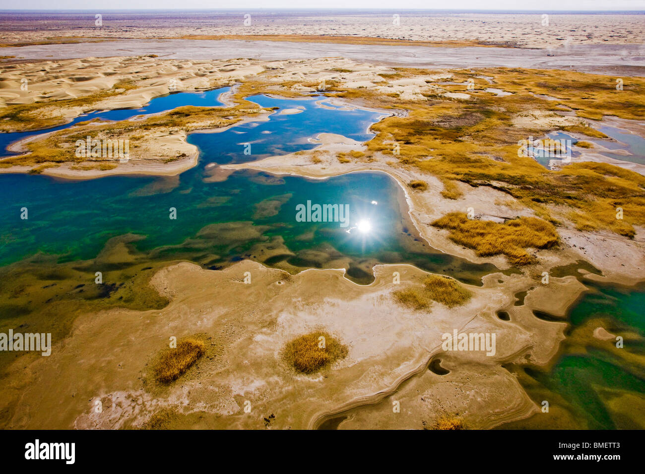 Lakes in Taklamakan Desert, Ruoqiang County, Bayingolin Mongol ...