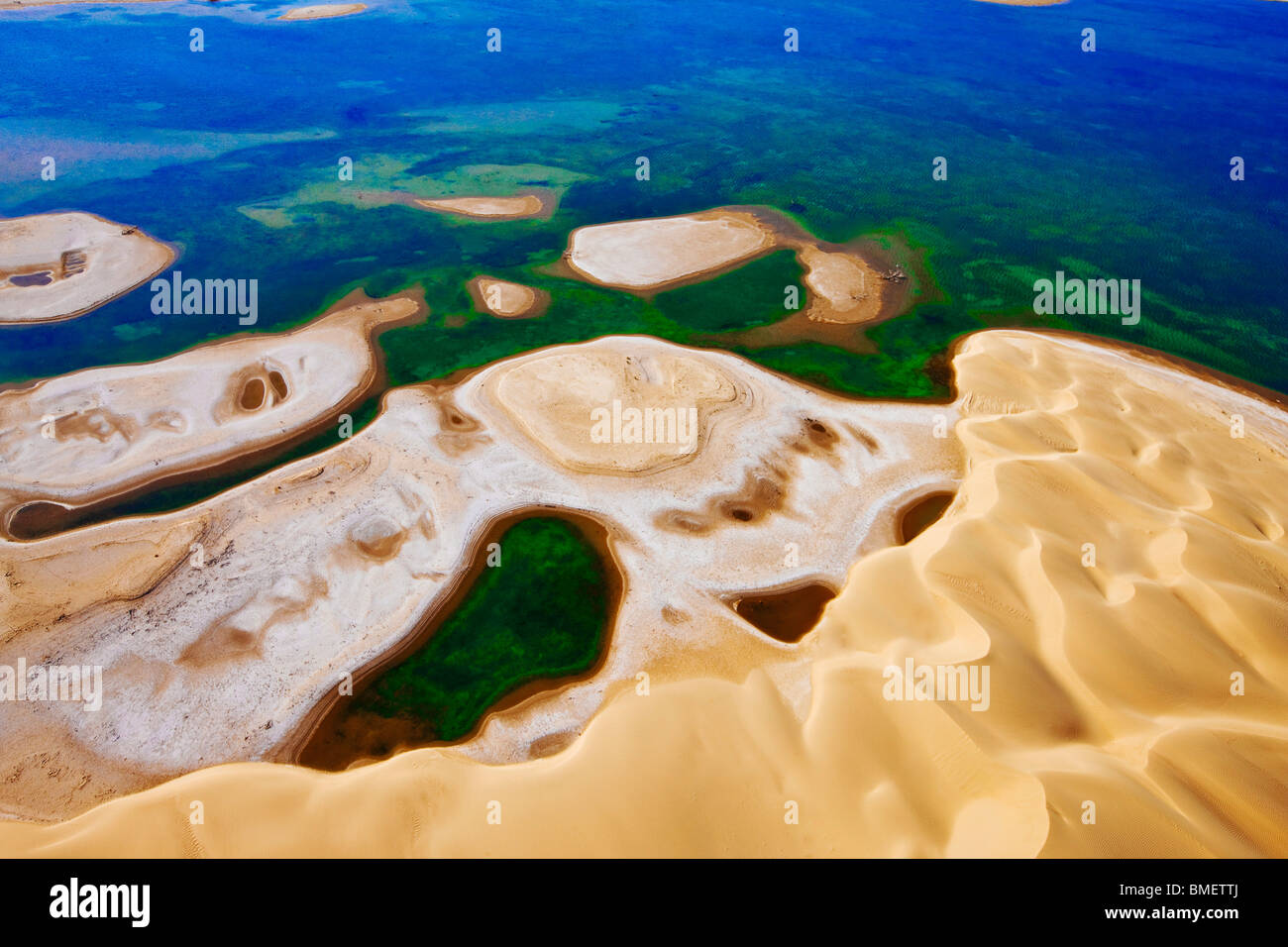 Lake in Taklamakan Desert, Ruoqiang County, Bayingolin Mongol ...