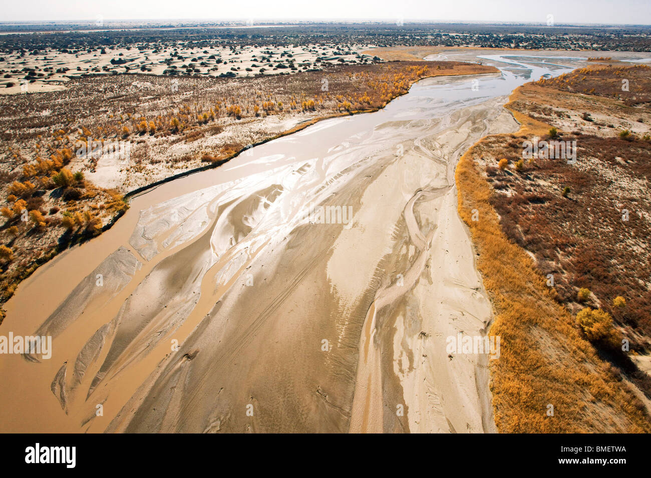 Hetian River runs dry, Moyu County, Hotan Prefecture, Xinjiang Uyghur ...