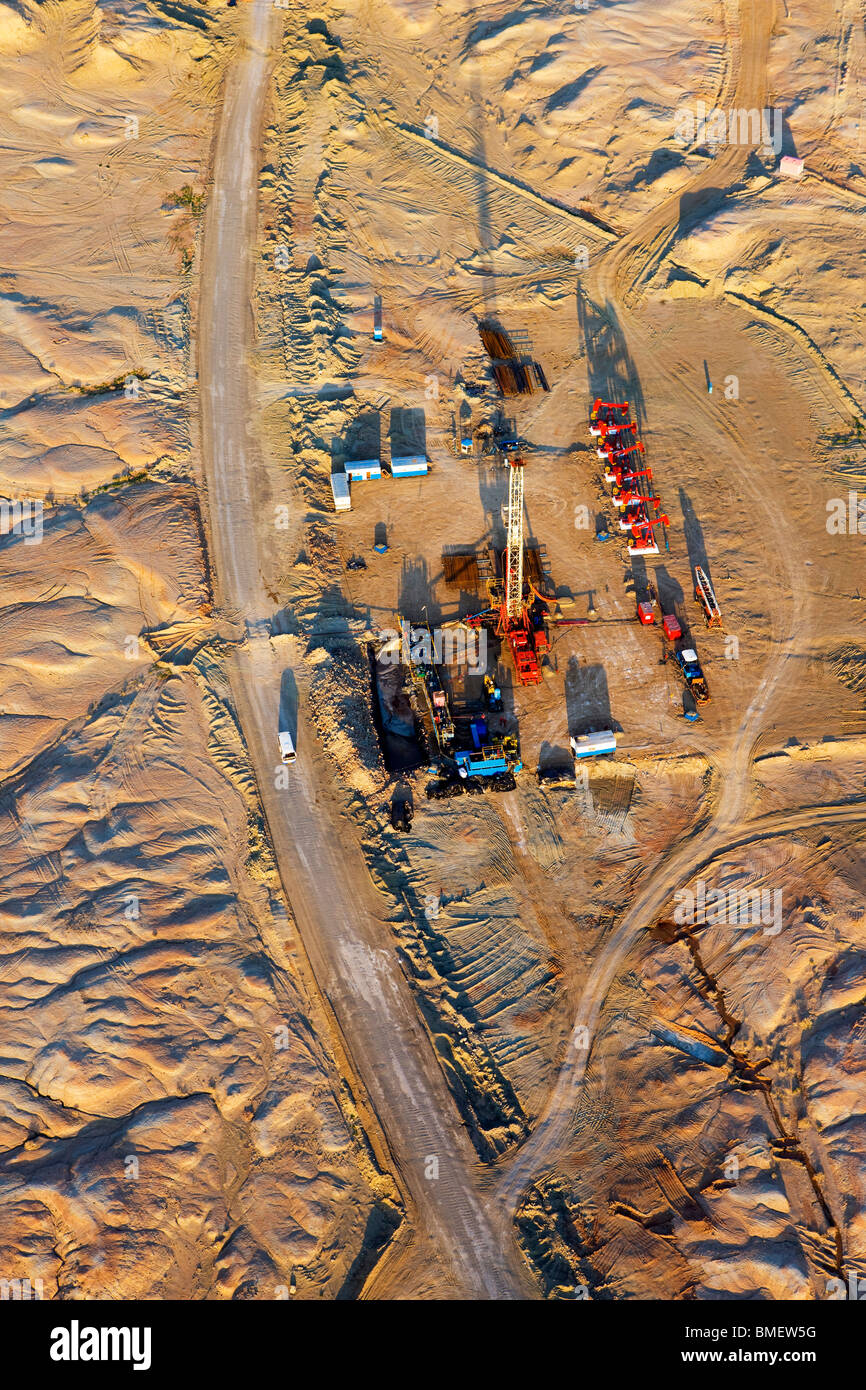 Aerial view of an olfield, Korla, Bayingolin Mongol Autonomous ...