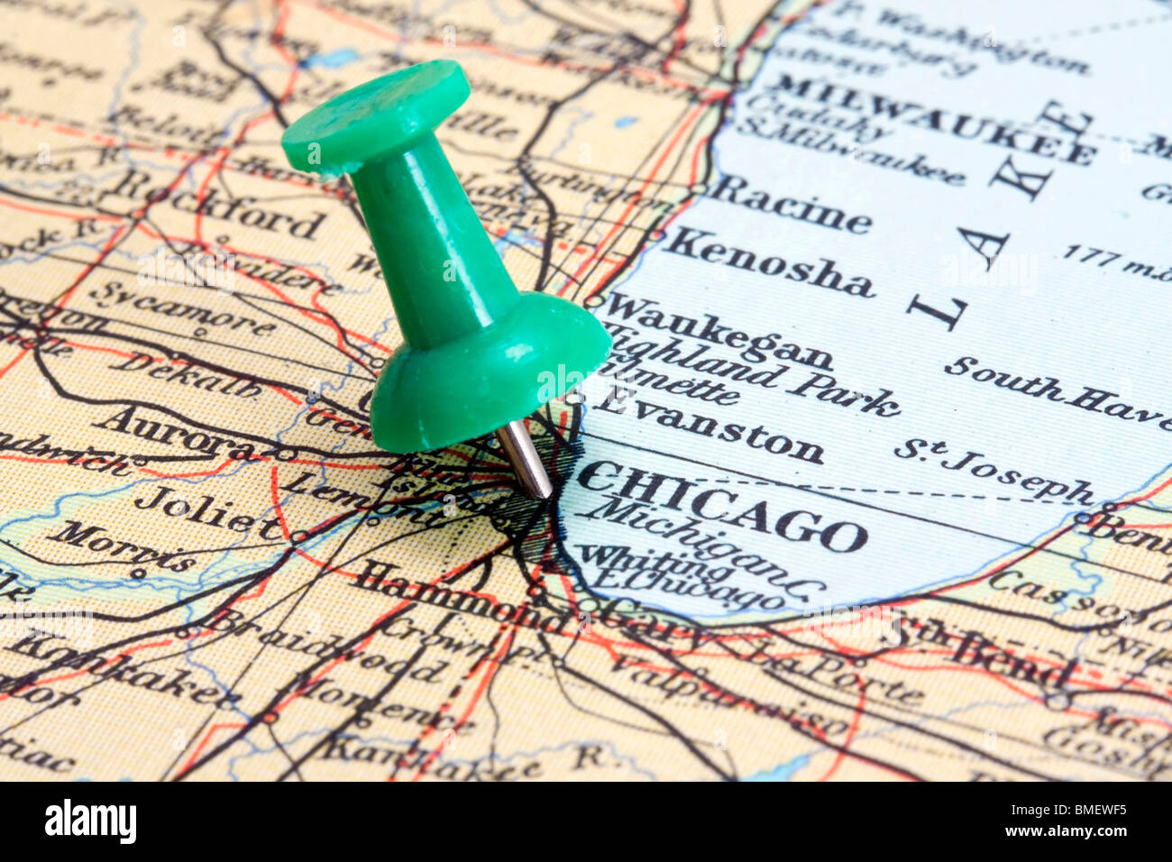 Chicago road map hi-res stock photography and images - Alamy