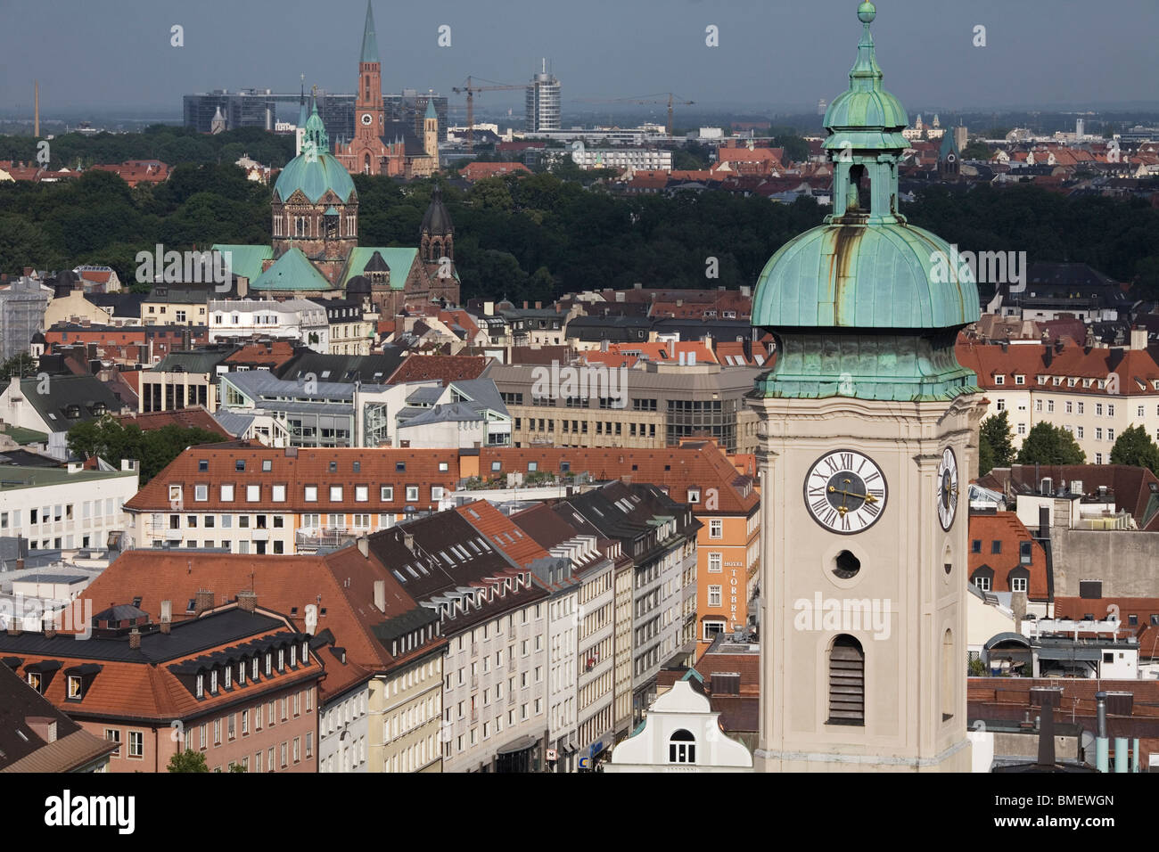 View of the city of Munich from the 92 meters (301 feet) Alter Peter ...