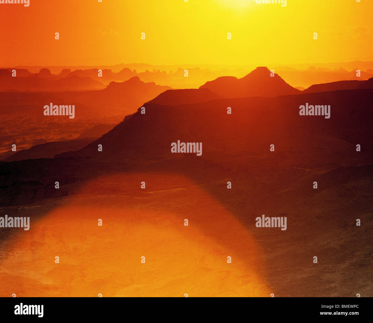 Urho Ghost City in sunset, Dzungarian Basin, Karamay, Xinjiang Uyghur ...