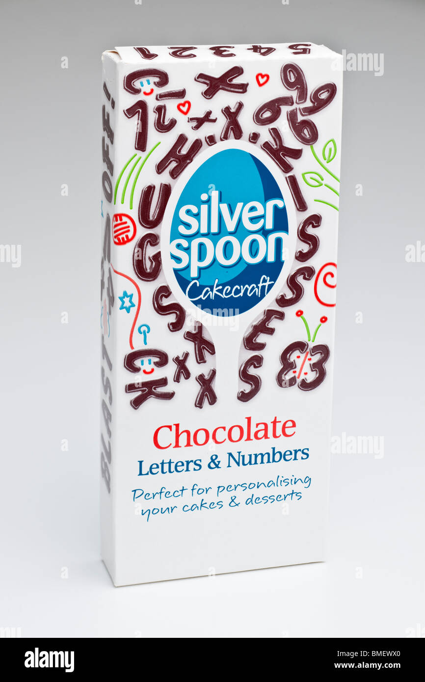 Box of "silver spoon" cakecraft chocolate letters and numbers Stock ...
