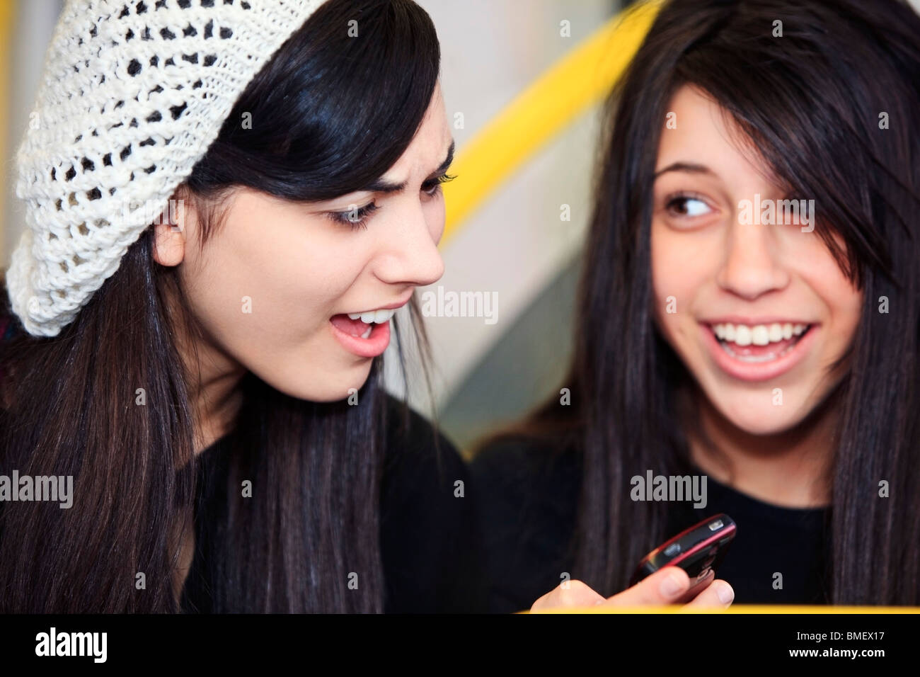 Portland, Oregon, United States Of America; Two Teenage Girls Using A ...
