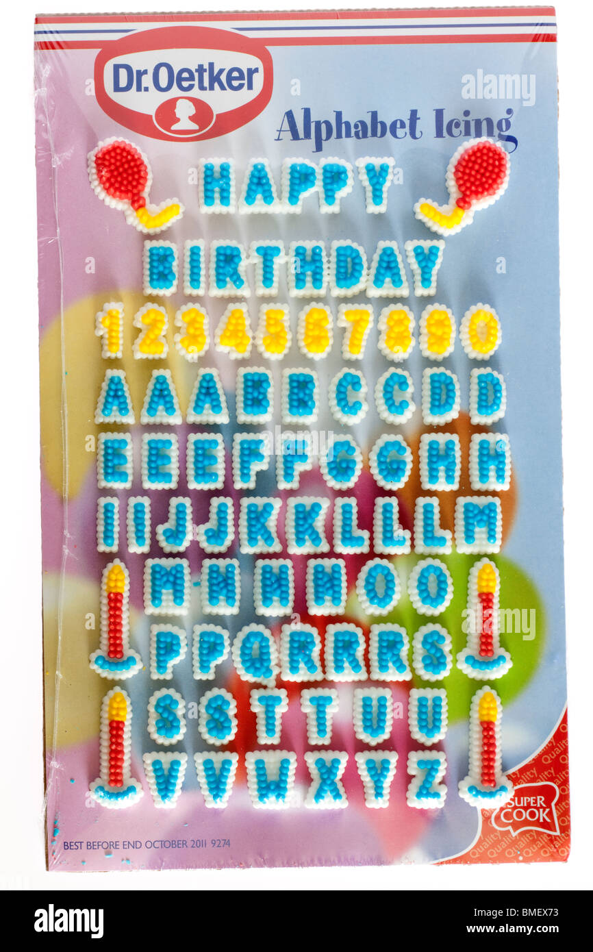 Packet of DR Oetker alphabet icing Stock Photo - Alamy