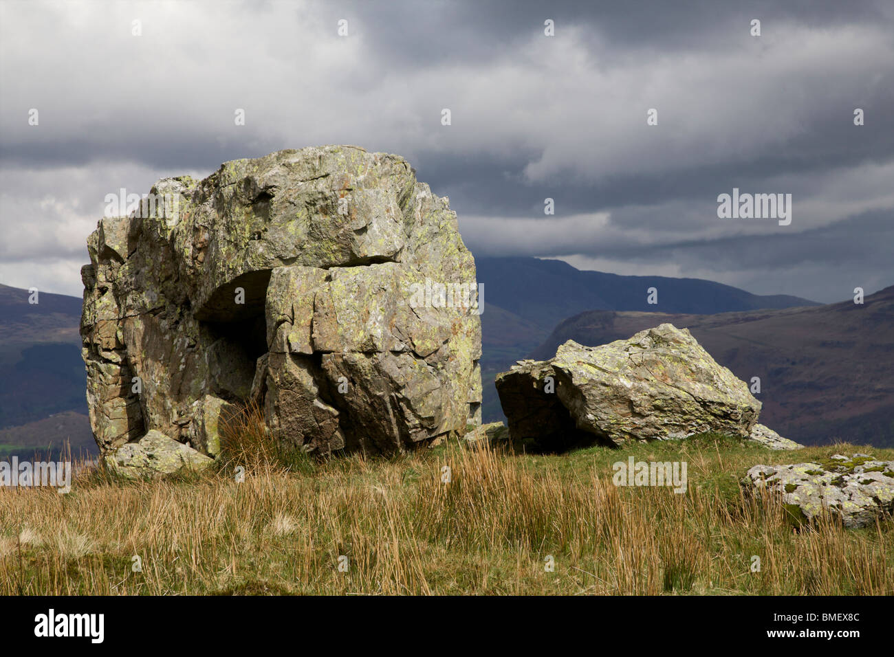 Glacial Erratic above Derwent Water Lake DIstrict Cumberland England ...