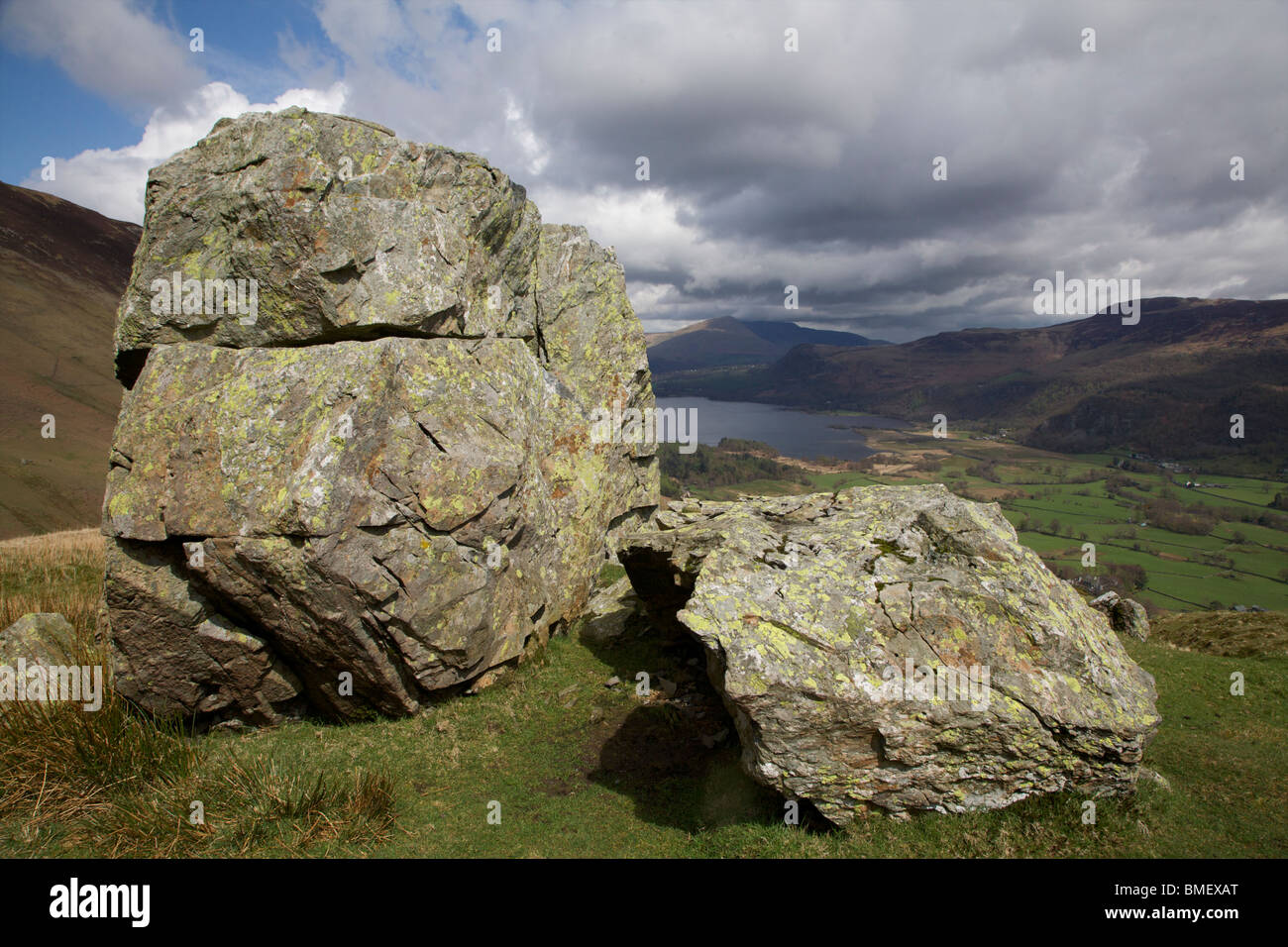 Glacial Erratic above Derwent Water Lake DIstrict Cumberland England ...
