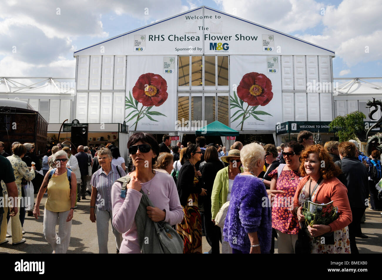 Entrance to the Annual Chelsea Flower Show and The Great Pavilion on a ...