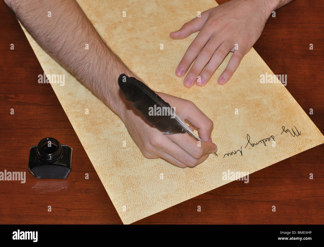 Writing a letter 200 years ago Stock Photo - Alamy