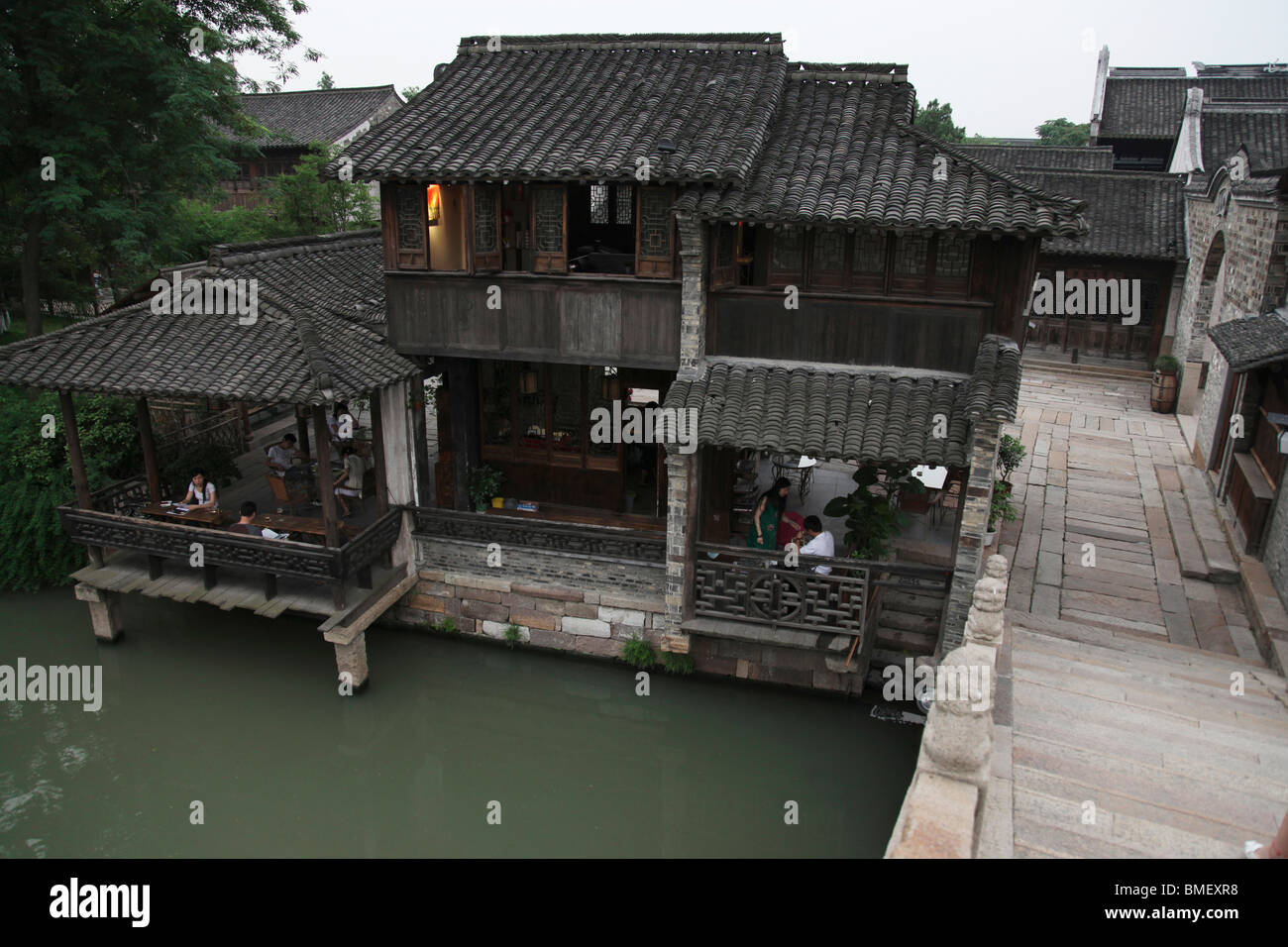 Two story traditional house along the canal, Xizha, Wuzhen, Tongxiang ...